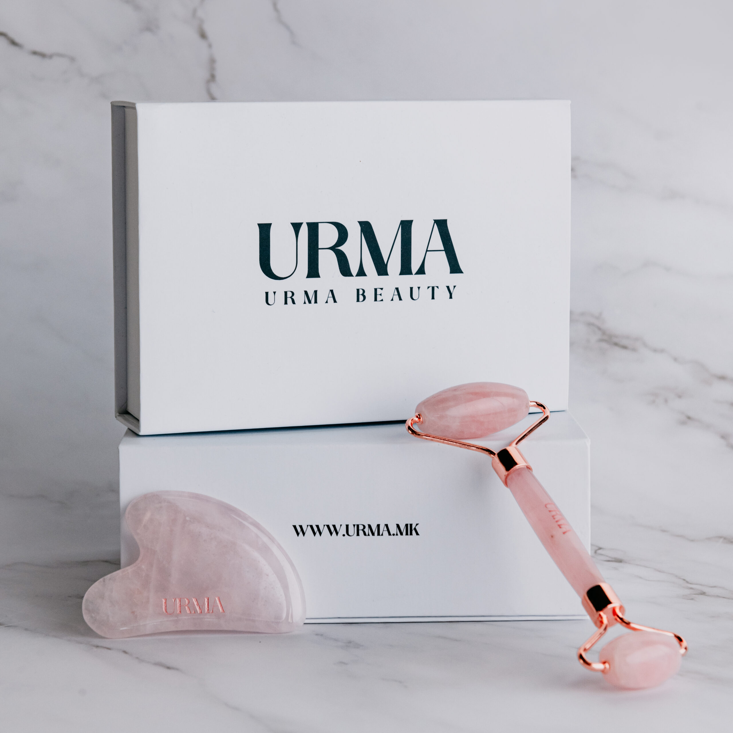 URMA Бјути Ролер и Гуа Ша за лице Розев кварц | Cosmo Tinex